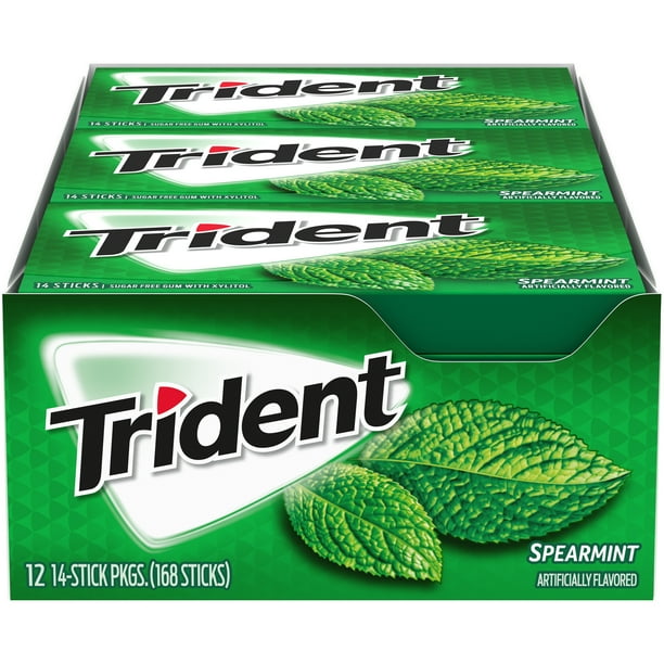 Trident Spearmint Sugar Free Gum, 12 Packs of 14 Pieces (168 Total ...