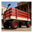 Red Wooden Wagon Cart - Folding Handle, Heavy Duty Outdoor Wagon ...