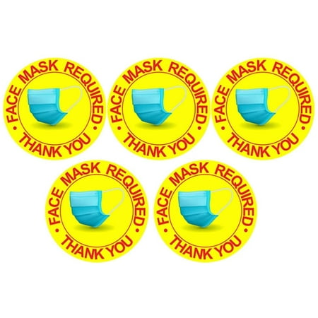 HTCM 5 Sheets Face Requred Sign Sticker Please Wear Face Window Decals ...