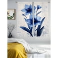 Blue Floral Spring Sheer Curtains 63 Inch Length 2 Panels Set, Vintage ...