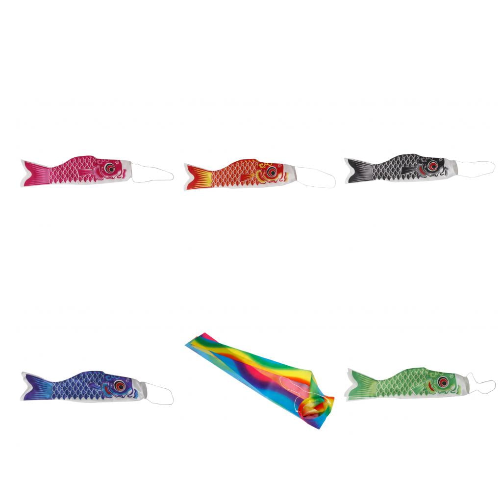 6 Pieces Japanese Rainbow Windsock Carp Flag Wind Streamer Fish ...