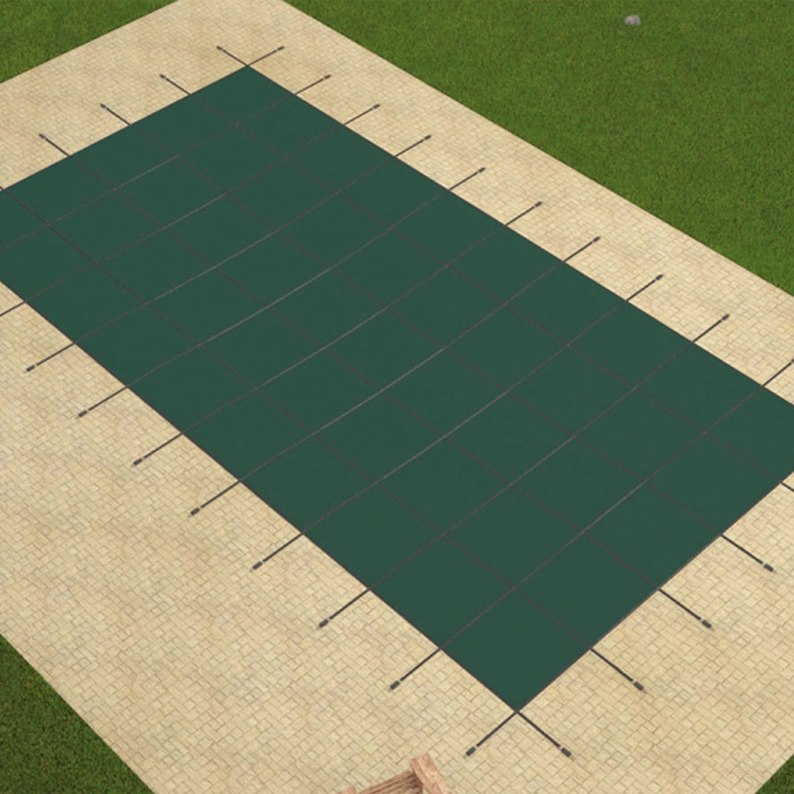 BENTISM Rectangular Safety Mesh Swimming Pool Cover 14X26 FT Green ...