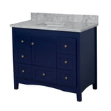 Abbey 42" Bathroom Vanity with Royal Blue Cabinet and Carrara Marble ...
