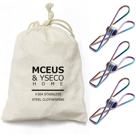 30 Pcs Colored Stainless Steel Clothes Pins Laundry Clips Wire ...