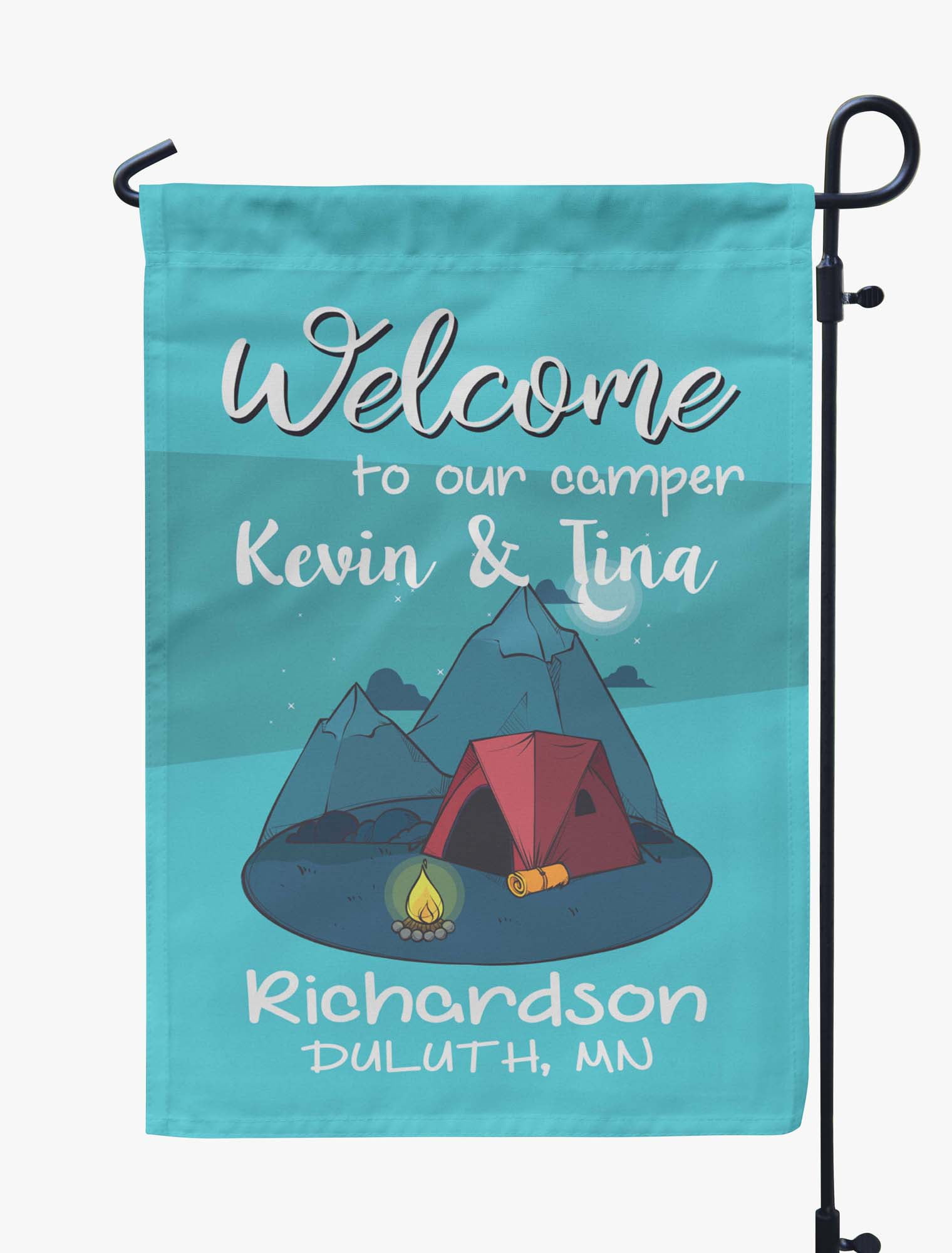 Printtoo Turquoise Blue Welcome To Our Camper Campsite Personalized ...