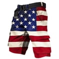 Ceisia Classic Full US Flag Pattern Belted Cargo Shorts Multi Side ...