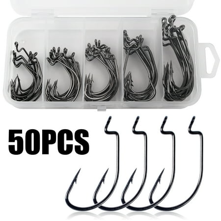 50pcs Fishing Hooks Worm Soft Bait Fish Hooks with Box - Walmart.ca