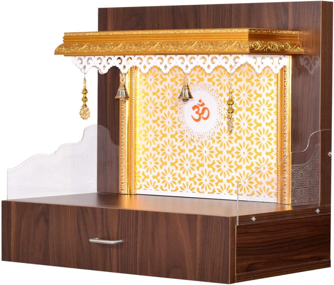 Designer Wooden Mandir for Home/Temple Home/Pooja Mandir with Lights ...
