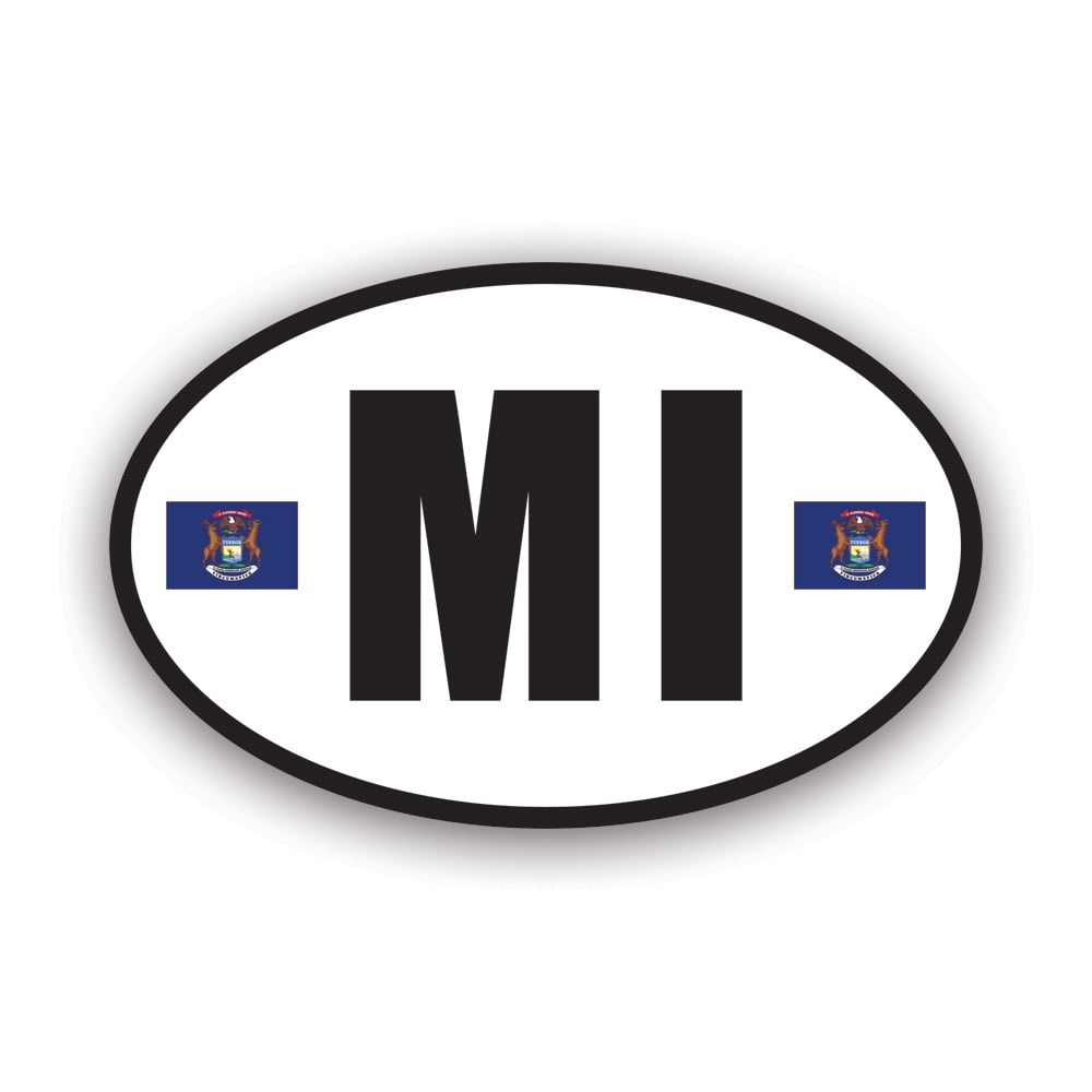 Michigan Flag Oval Sticker Decal - Self Adhesive Vinyl - Weatherproof ...