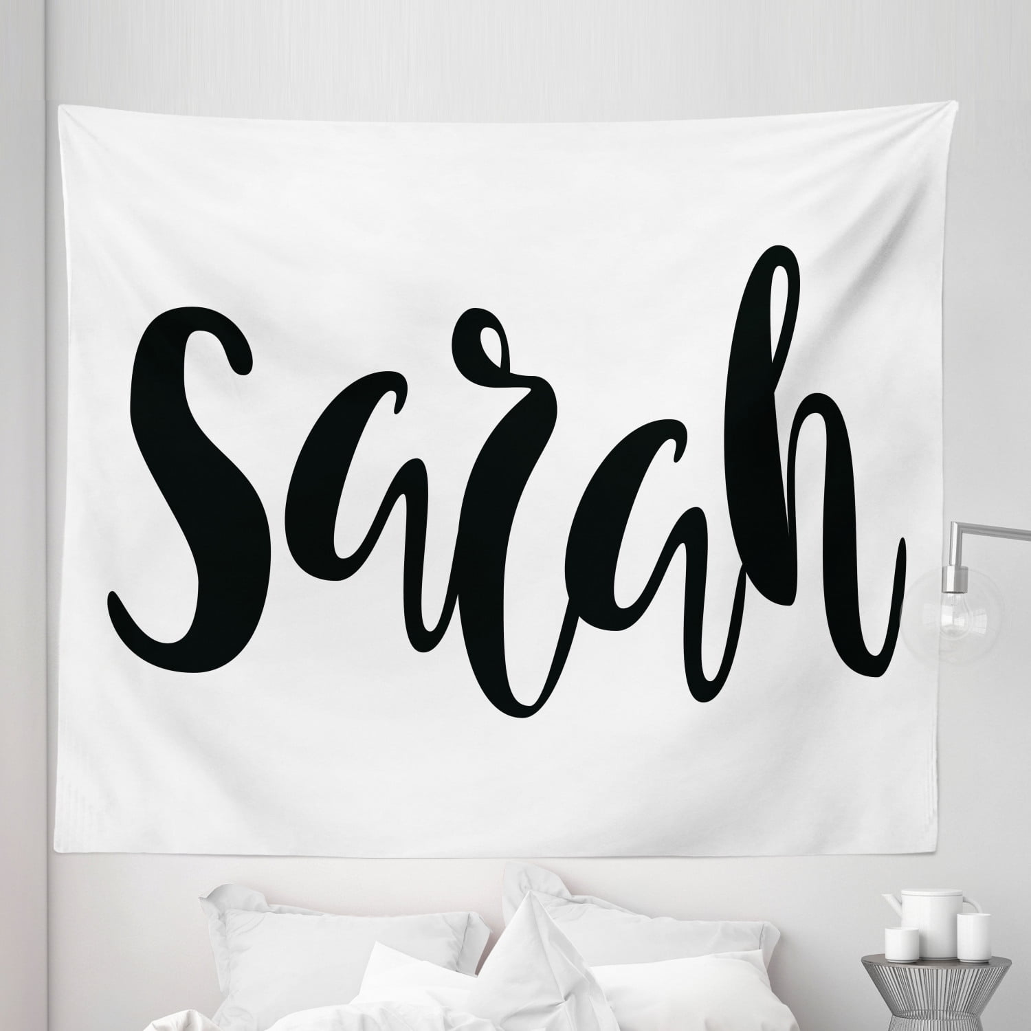 Sarah Tapestry, Monochrome Popular Female Name Modern Calligraphy Hand ...