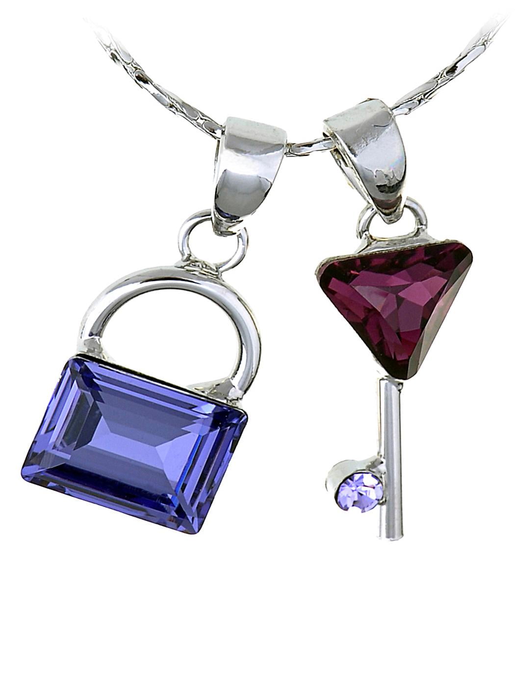 Sapphire Lock Purple Key Pair Safeguard Crystal Element Necklace ...