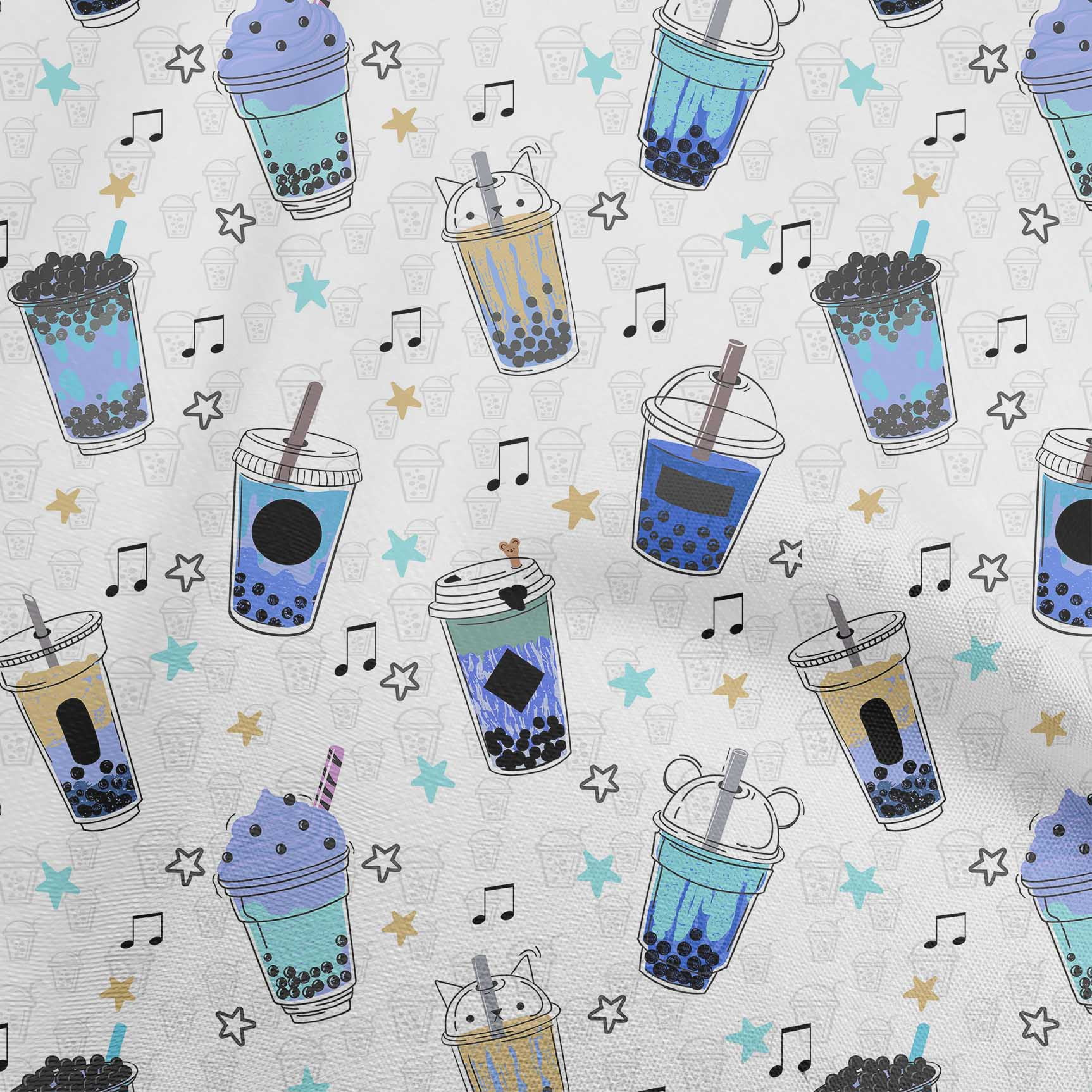 oneOone Viscose Chiffon Medium Blue Fabric Ice Cream Sewing Material ...