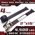 E-Track Ratchet Straps, 4 Black 2" x16' Cargo Tie-Downs, 4500LBS ...