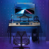 Magshion 47" Computer Desk, with Fixed Monitor Stand, Black Metal Frame ...