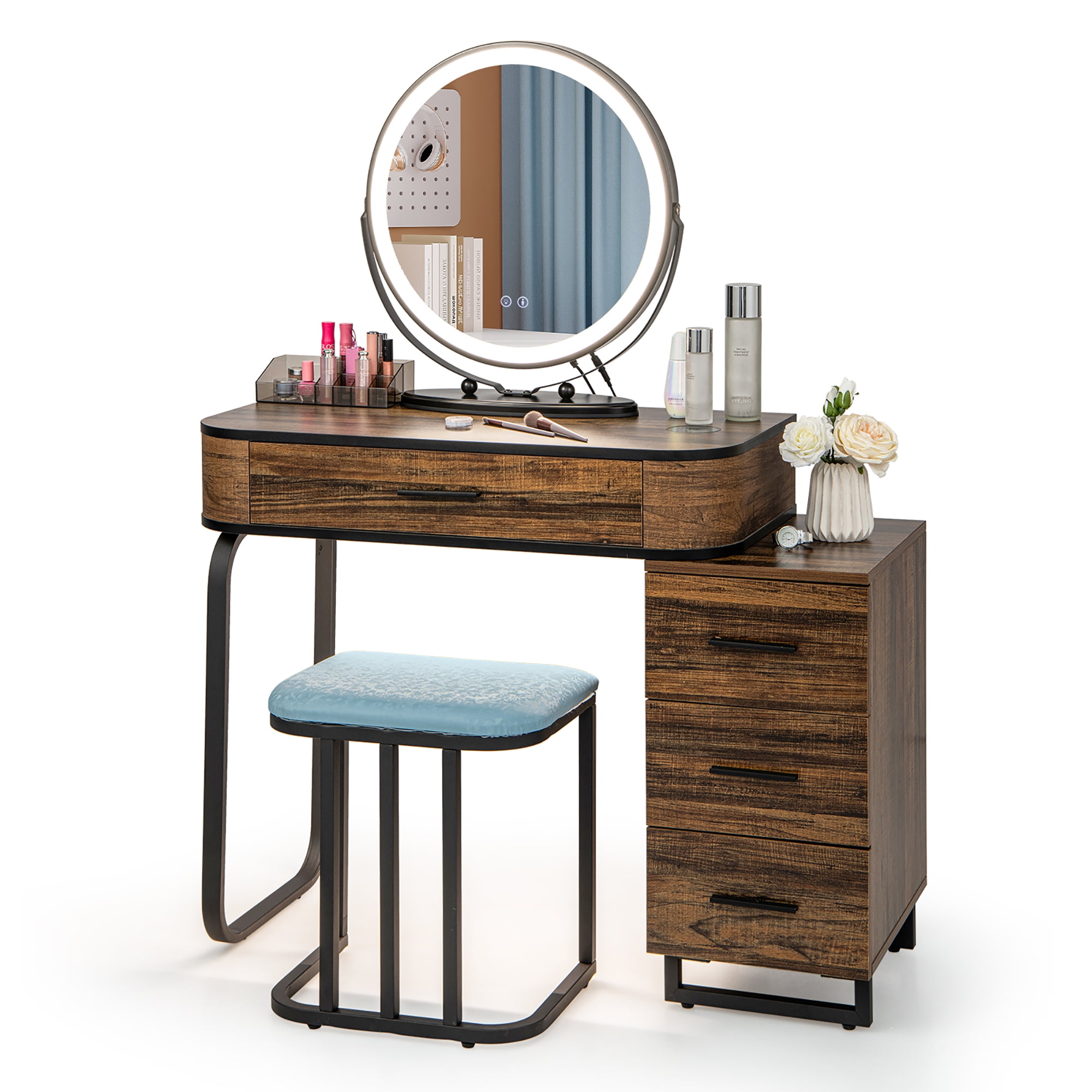 Click here for Costway Vanity Table Set 3-Color Dimmable Human Bo... prices
