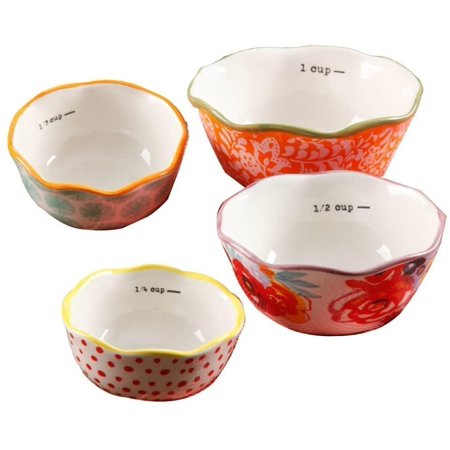 The Pioneer Woman Flea Market 4-Piece Ceramic Decorated Measuring Bowls ...