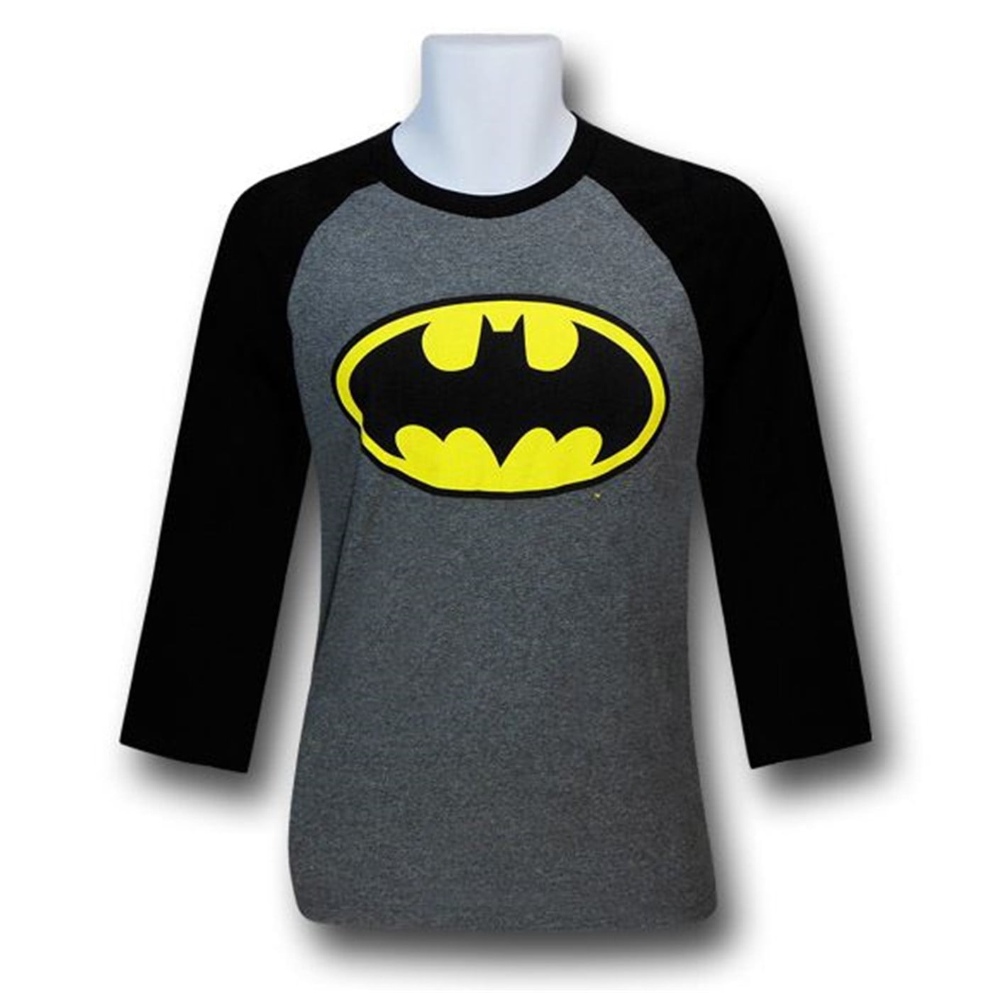 Batman - Batman Symbol Heather Grey Raglan T-Shirt-Men's 2XLarge ...
