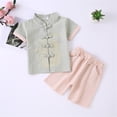 Boys Chinese Traditional Summer Outfits Short Sleeve Mandarin Collared ...