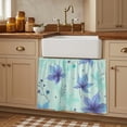 Blue Maple Leaf Cabinet Curtains 11" W x 13" L, Fall Small Berry Stems ...