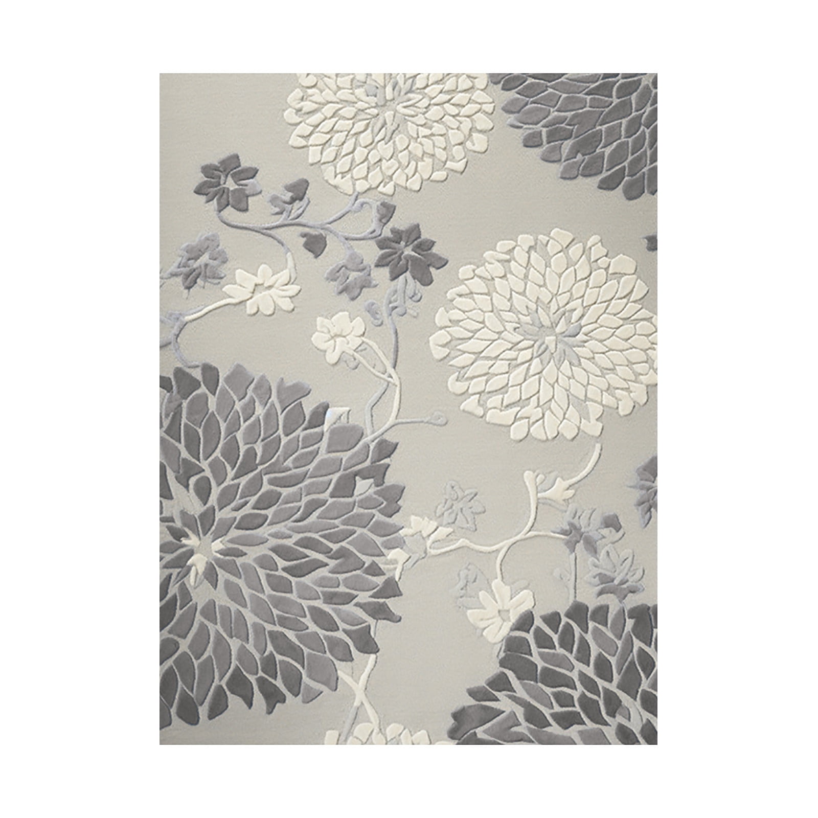 Riforla Floral Pattern Washable Indoor and Outdoor Rug, Light Gray, 3 ...