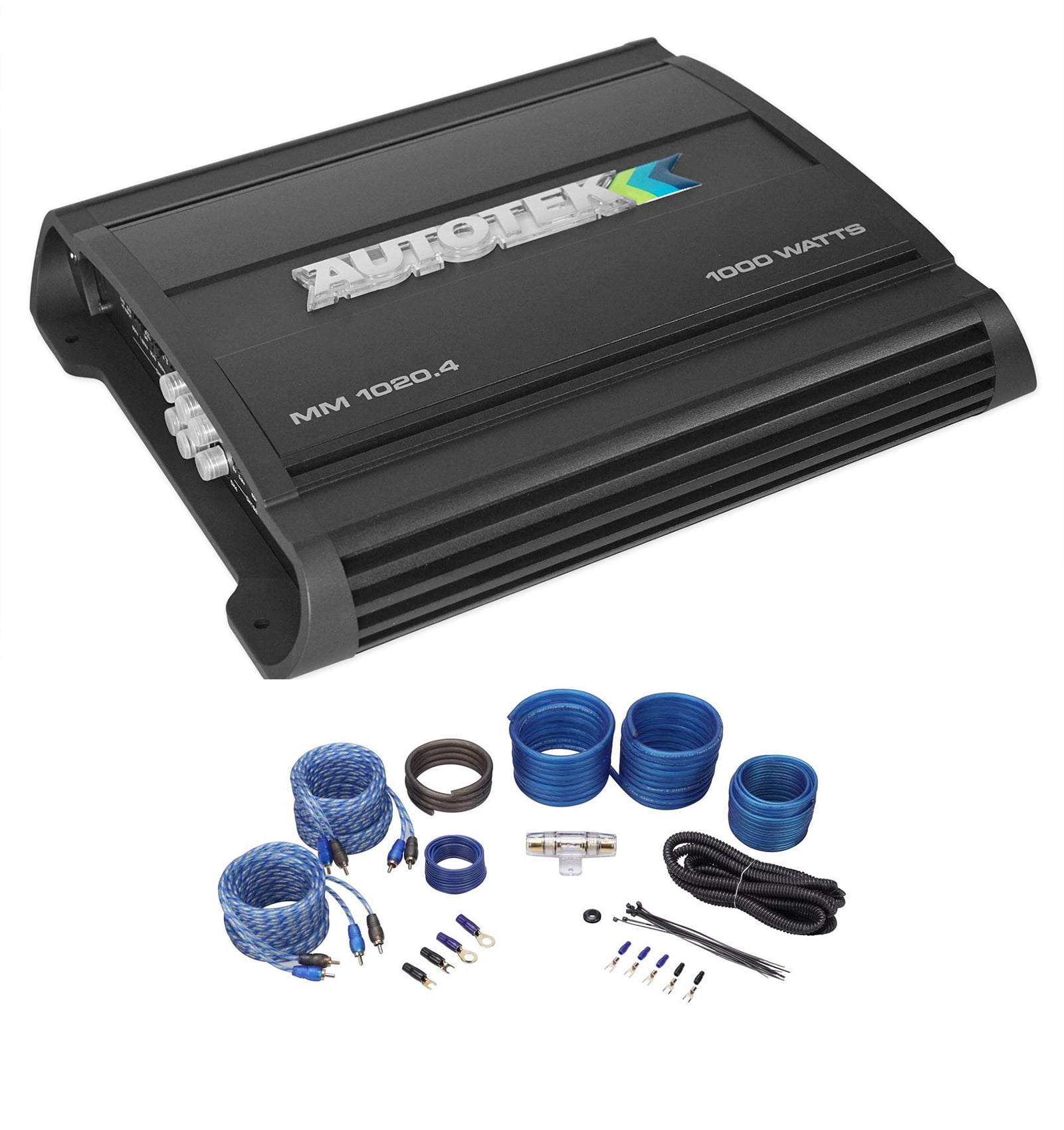 Autotek MM1020.4 1000 Watt 4 Channel Car Stereo Amplifier + Amp Wire ...