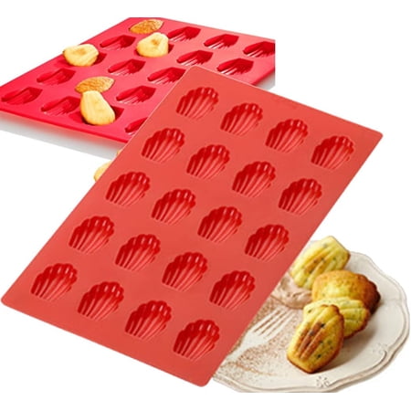 Shine Madeleine Tray, 20 Red Shell Madeleine Silicone Moulds for ...