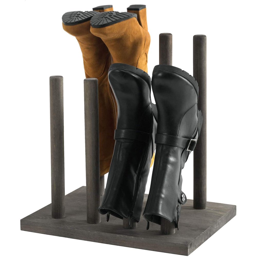 MyGift 4-Pair Vintage Solid Wood Tall Boot Rack Organizer Stand, Gray ...
