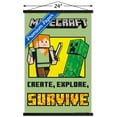 Minecraft - Create, Explore, SurVive Wall Poster with Wooden Magnetic ...