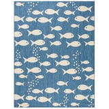 SAFAVIEH Courtyard Trena Fish Print Indoor/Outdoor Area Rug, 5'3" x 7'7 ...