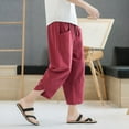 Summer Cropped Trousers Mens Thin Casual Pants Loose Large Size Harem