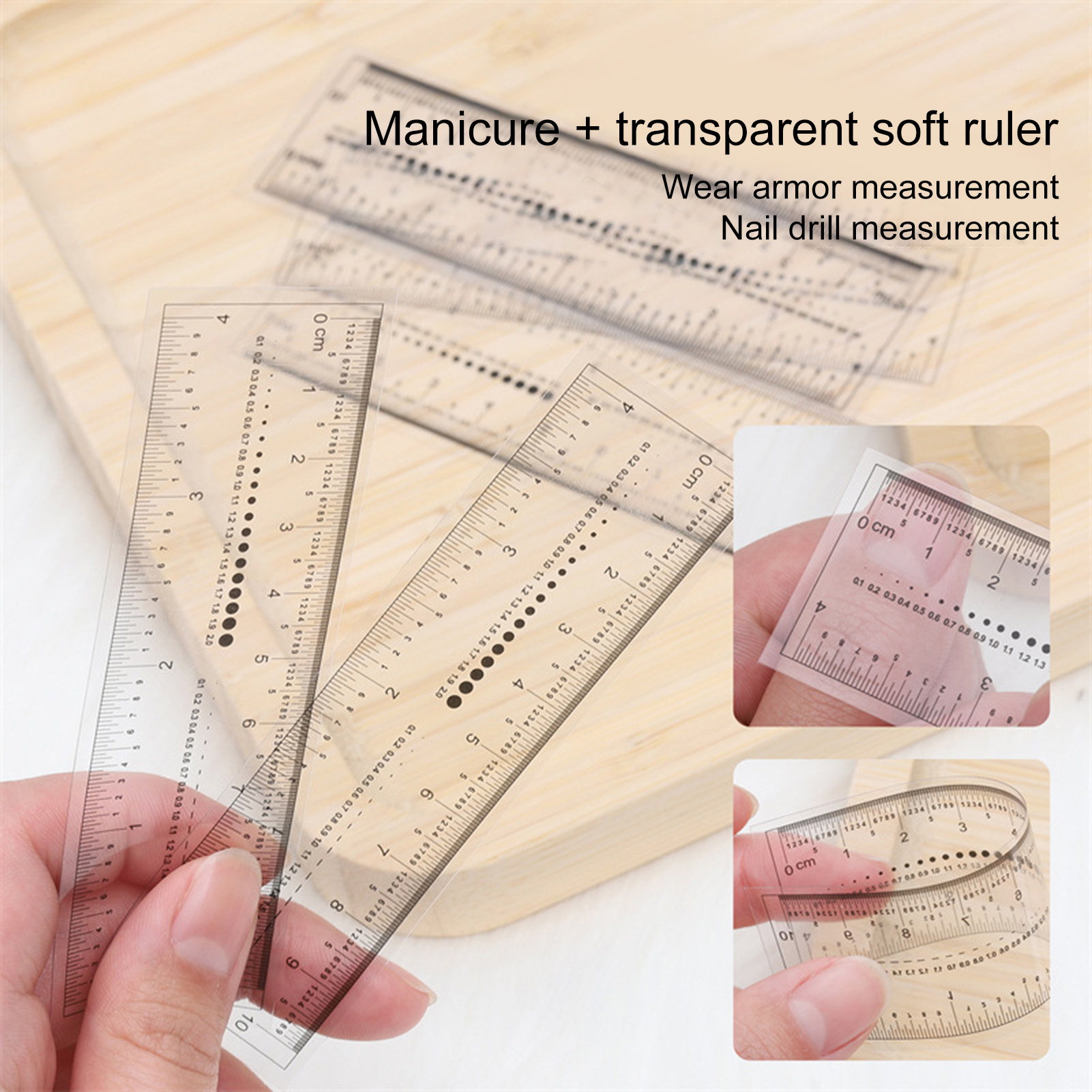 GROFRY 10Pcs Nail Ruler Dual Scale Markings Clear Printing Super Soft ...