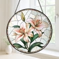 Lily Flower Stained Glass Pattern – Floral Circular Design Art ...