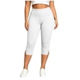 breaise Plus Size Capri Pants for Women High Waisted Side Split Buttons ...