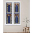 Blue Gold Arched Window Privacy Film Vintage Ethic Traditional Floral ...