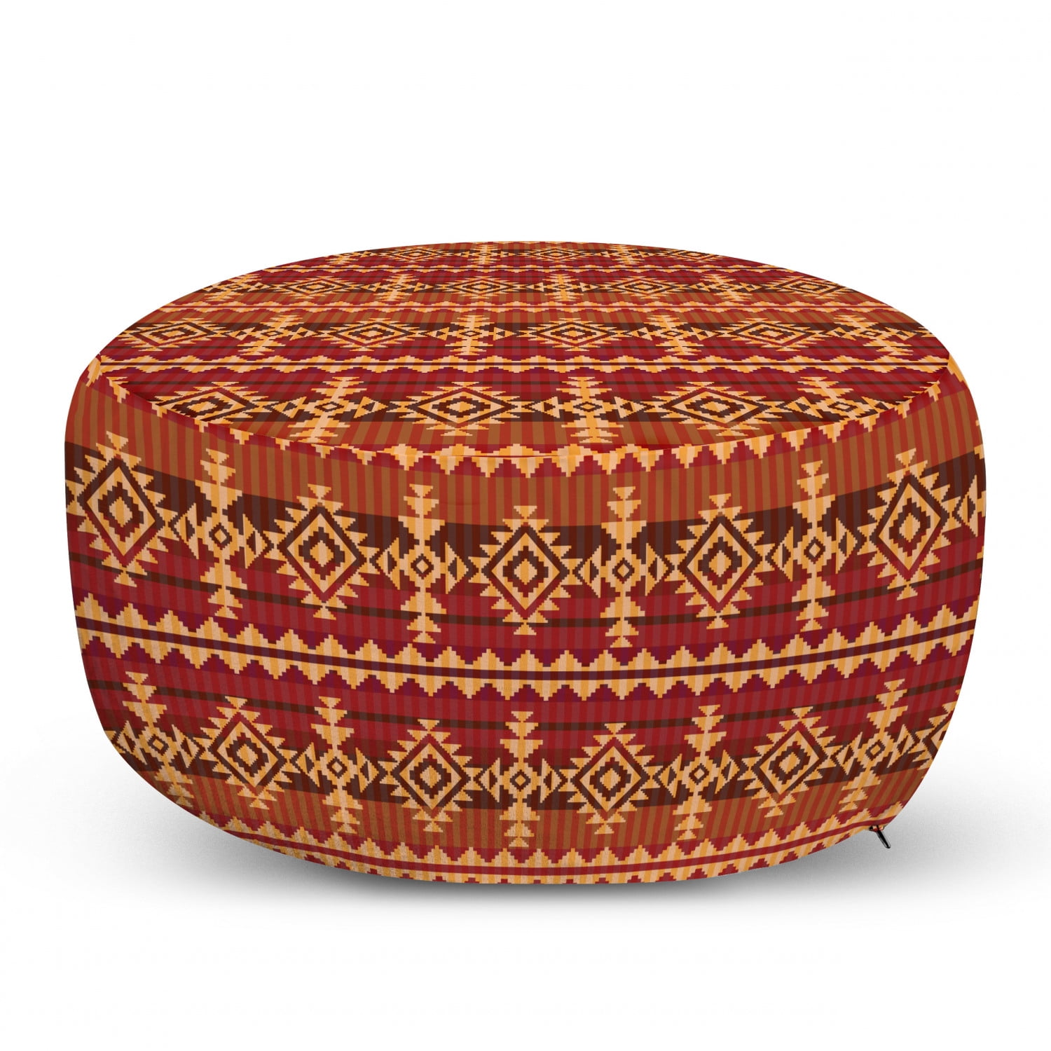 Mexican Pouf Cover with Zipper, Aztec Culture Theme Classical Triangles ...