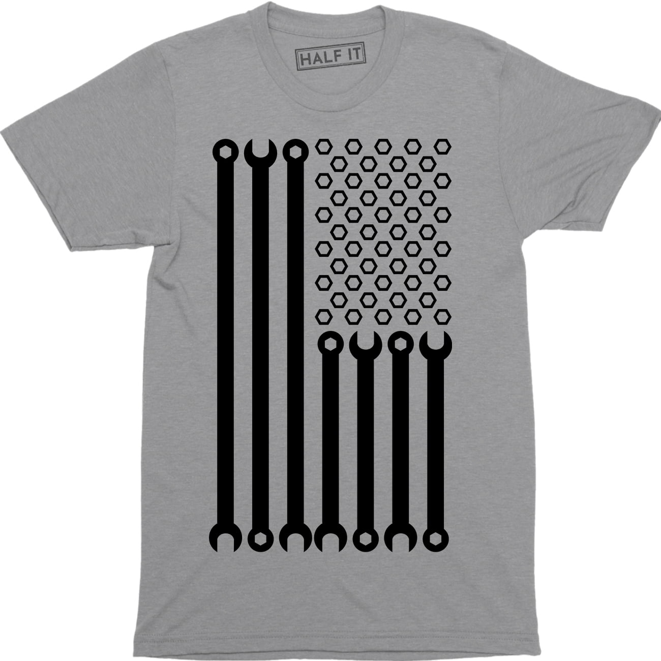 Funny Mechanic America Flag Patriotic Wrench Screw Nuts Tools Gift T ...