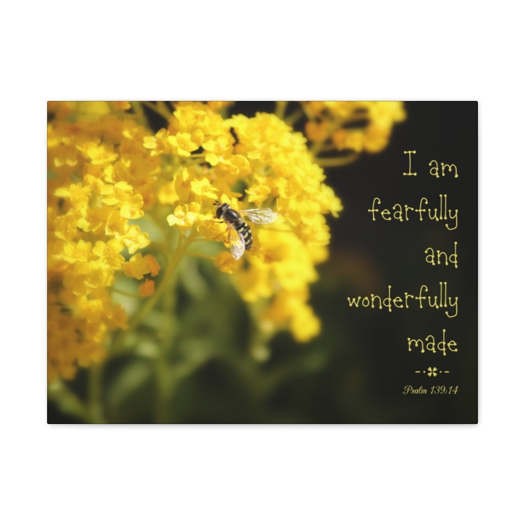 Scripture Walls Wonderfully Made Psalm 139:14 Bee Bible Verse Canvas ...