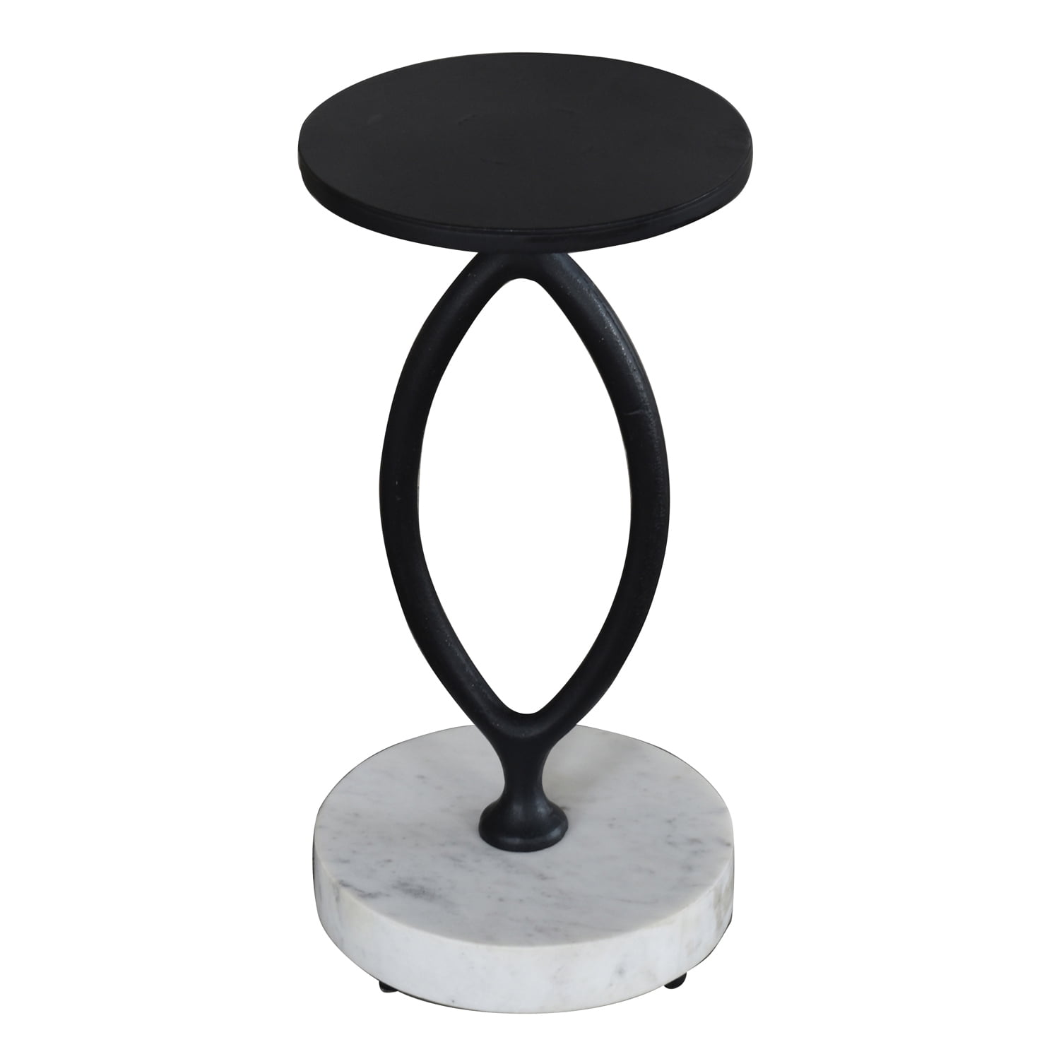 Bare Decor Aztec Table in Black Metal with White Marble Stone Base ...