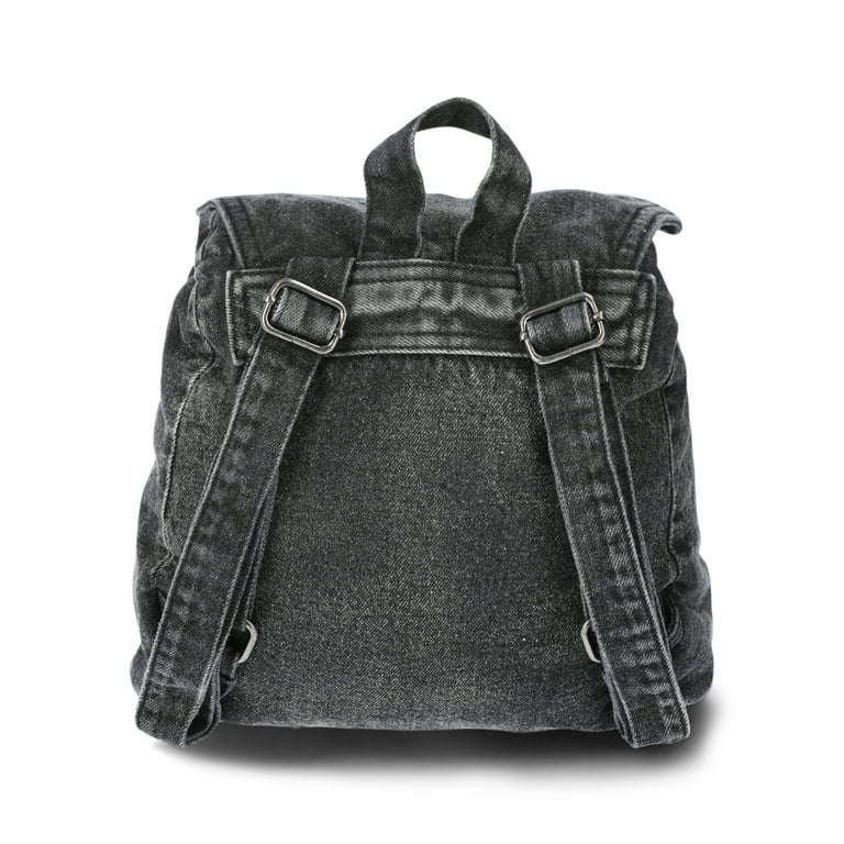 No Boundaries Casual Mini Backpack, Black Denim, Women's No Boundaries Casual Mini Backpack, Black Denim, Women's