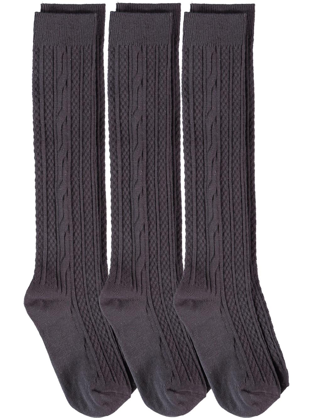 Piccolo Hosiery Girls Cable Knee High Socks 3-Pack(Grey 6/7) - Walmart.com