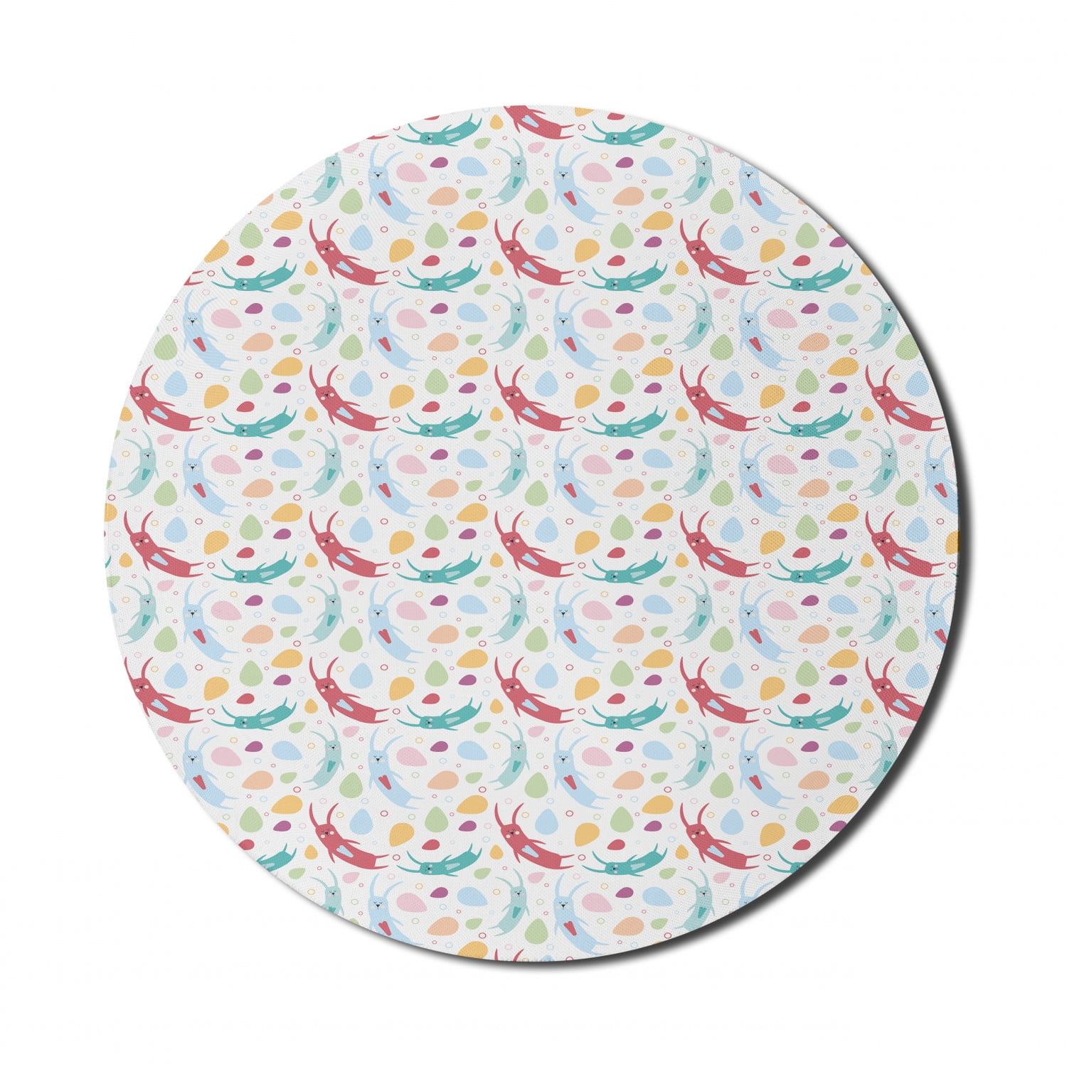 Cartoon Mouse Pad for Computers, Pastel Colors with Rabbits Circles and ...