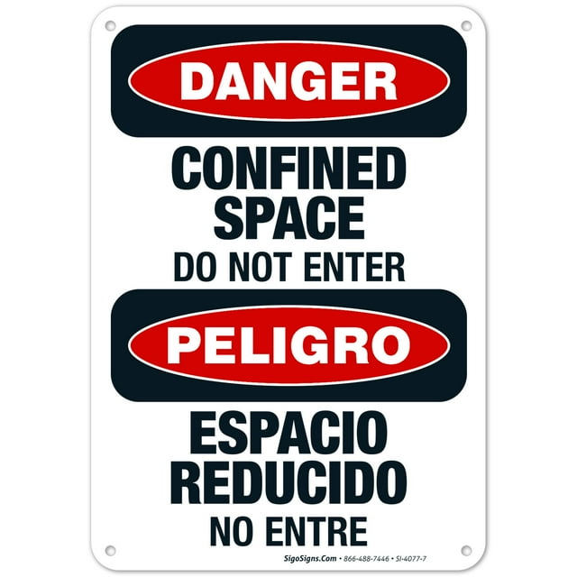 Confined Space Do Not Enter Bilingual Sign, OSHA Danger Sign, - Walmart.com