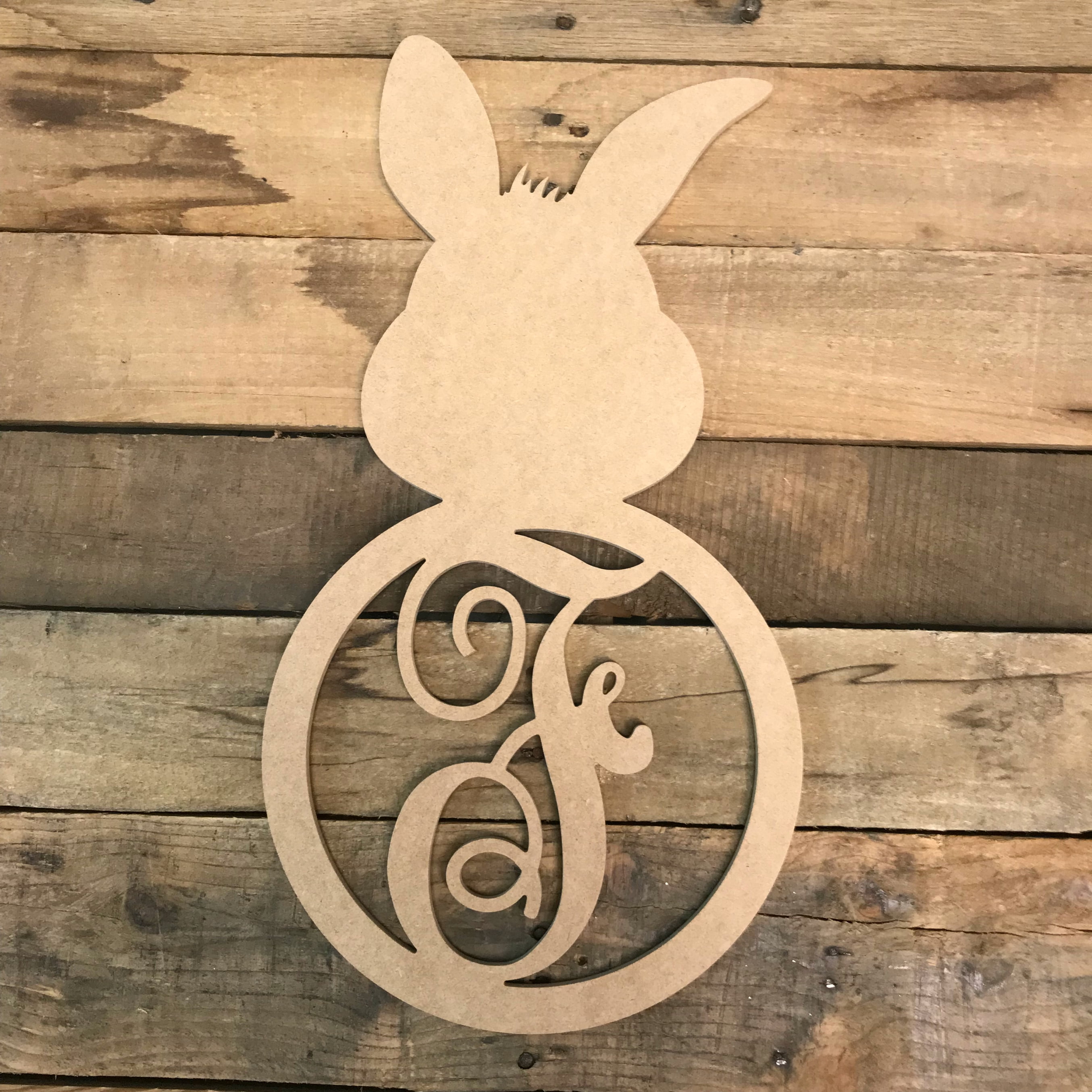 Wooden Easter Bunny Cursive Monogram 18" F, Unfinished Letters, Build-A ...