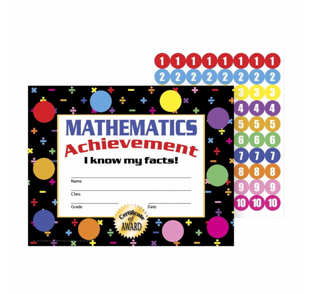 Hayes Mathematics Achievement Stick-To-It Award Certificate - Walmart.com
