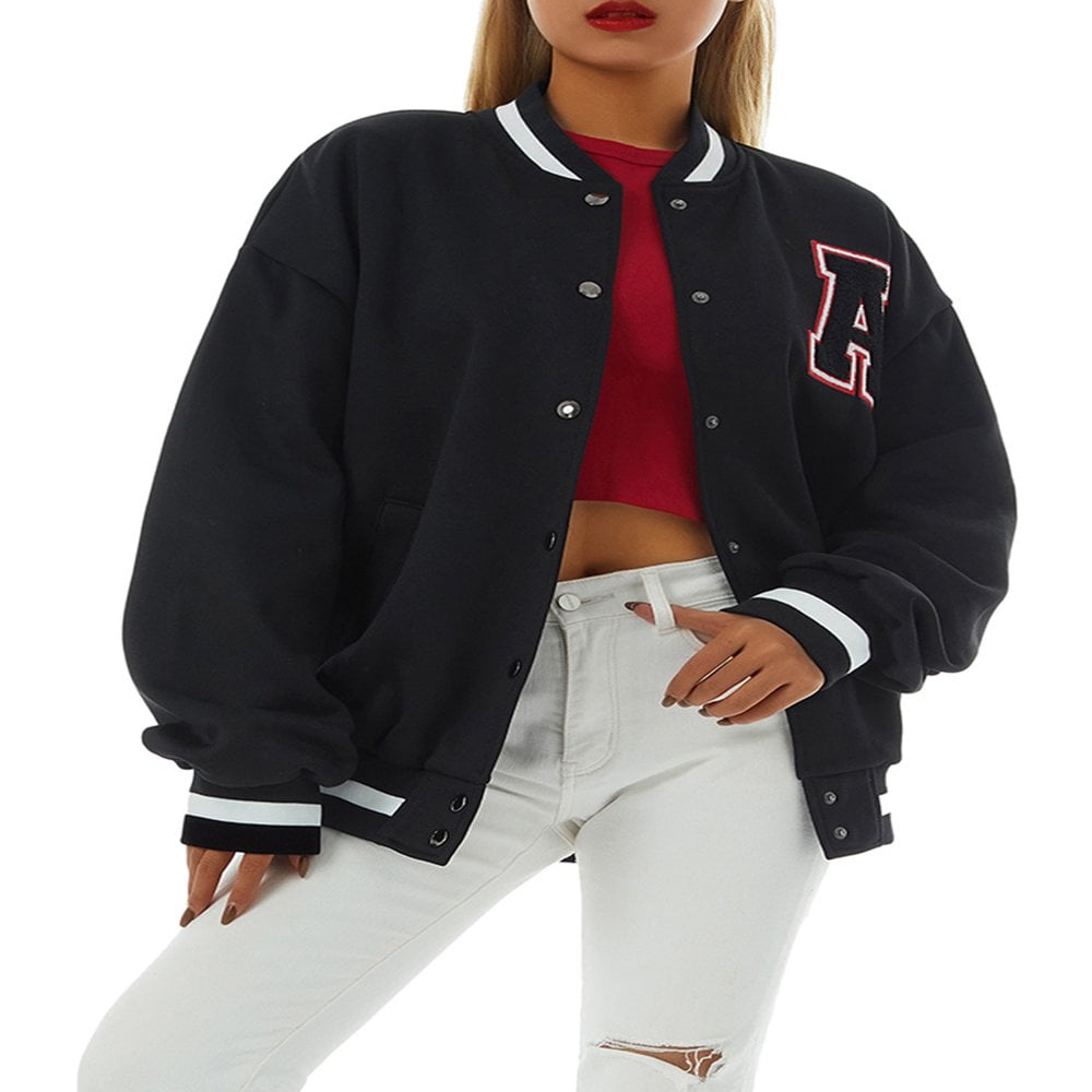 Click here for Pengxiang Women Baseball Uniform Jacket Letter Hor... prices