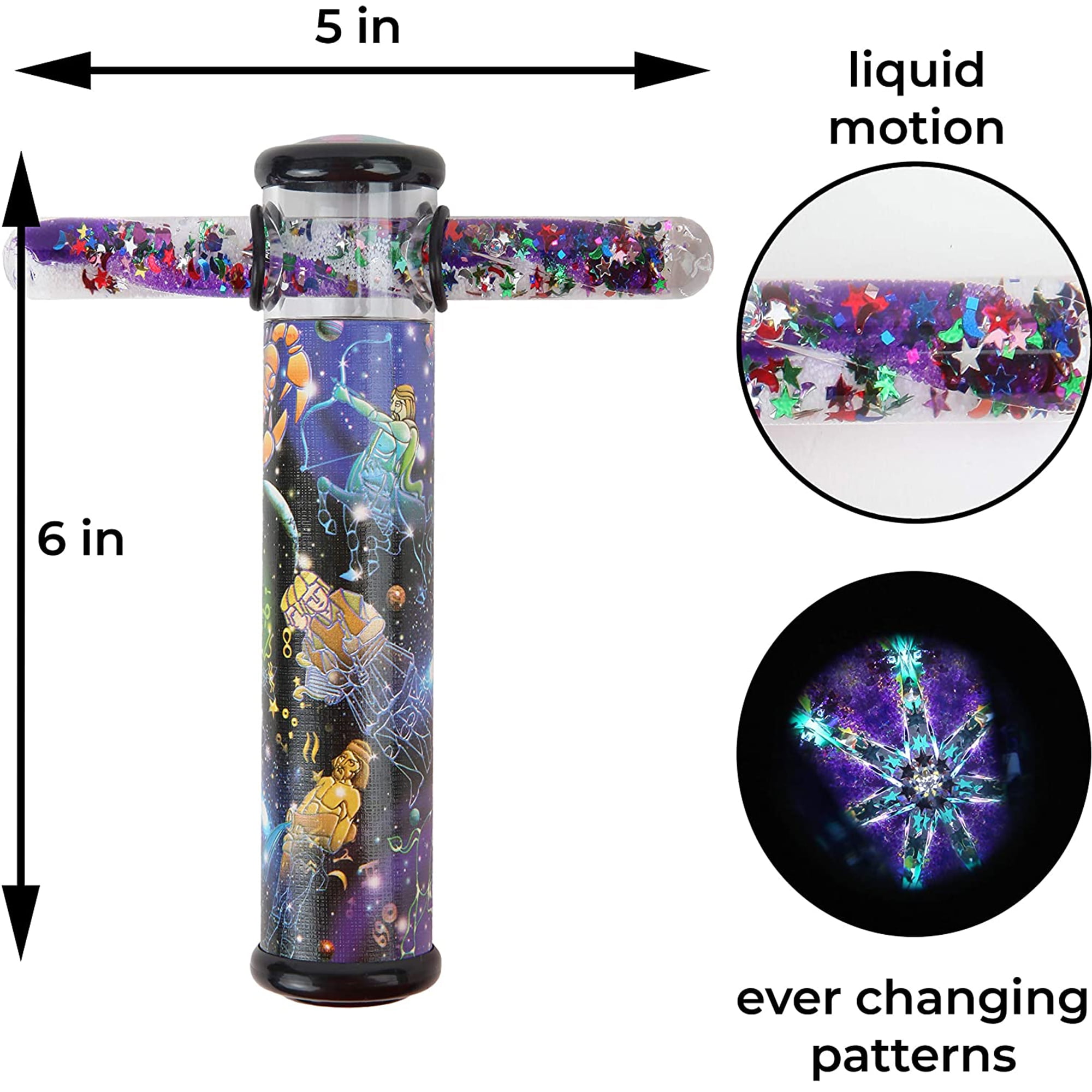 Playlearn USA 6” Kaleidoscope Glitter Wand Kids Sensory Toys ...