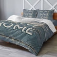 4 Piece Duvet Cover Set Queen, Rustic Wood Grain Sweet Home Text Soft ...