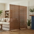 MAYEERTY 2-Piece 72"x35" Freestanding Privacy Fence, 6-Panel Brown ...