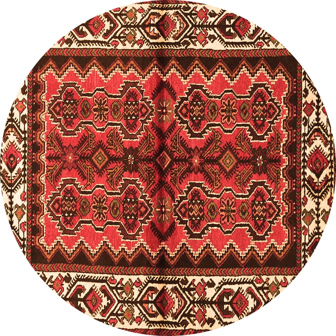 Ahgly Company Indoor Round Persian Orange Traditional Area Rugs, 8 ...