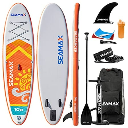Seamax 10.5 Feet Inflatable SUP Stand Up Paddle Board (Orange, 10.7FT ...